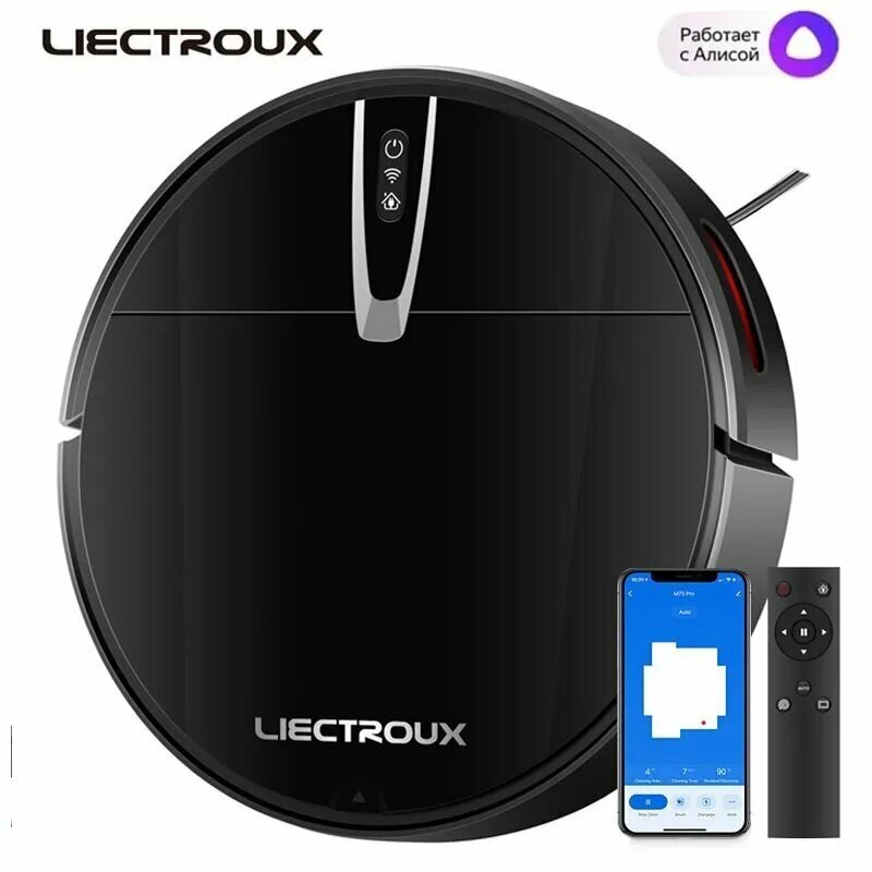 Liectroux Робот-пылесос V3S сухая и влажная уборка, 4000Па 4000мАч, черный