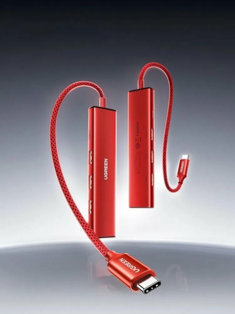 ХабCM478 (75325) 5-in-1 USB-C PD 100W&USB-A 3.0&2*USB-A 2.0&HDMI 4K30Hz. Цвет: красный