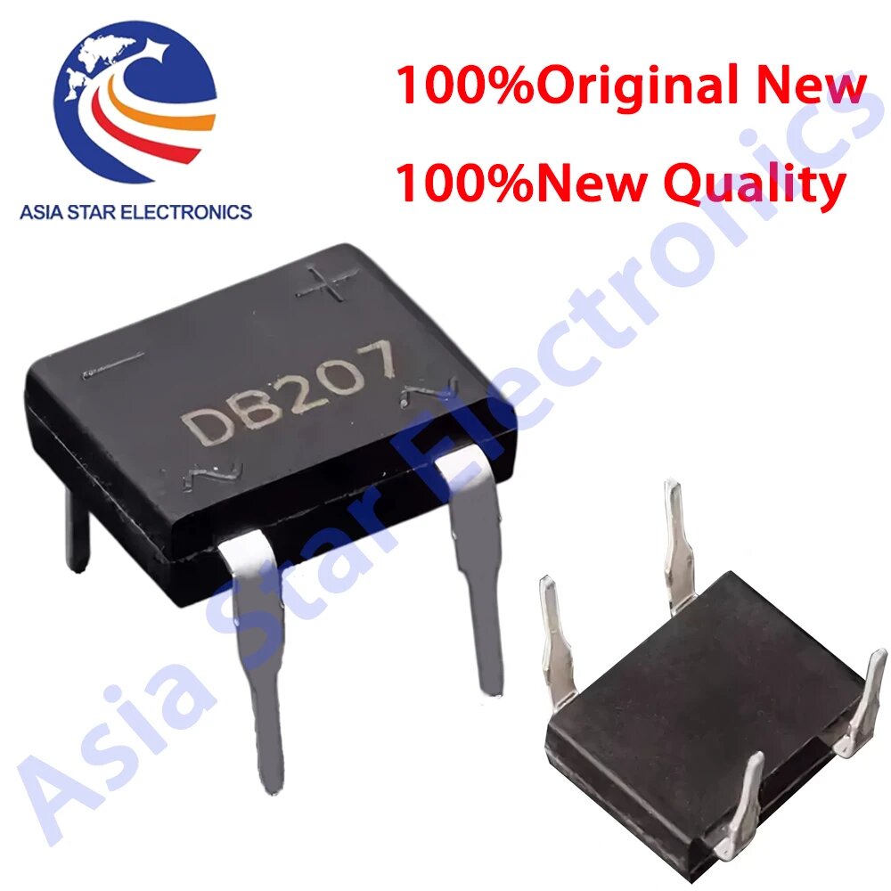 Мостовой выпрямитель DB207 DIP4 1000В 2А DB207S - SMD