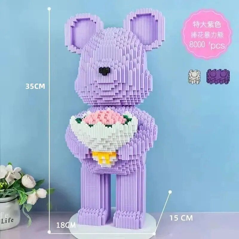 Конструктор из мини блоков BEARBRICK, интерьерный, объемный медведь, творчество для детей и взрослых