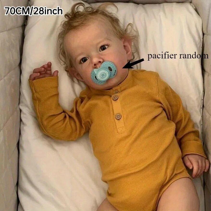 BZDOLL Кукла реборн 70 см, кожа 3D с ручной росписью, мягкие виниловые конечности и тканевое тело
