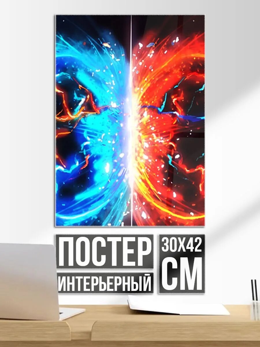 Постер на стену Битва планет абстракция
