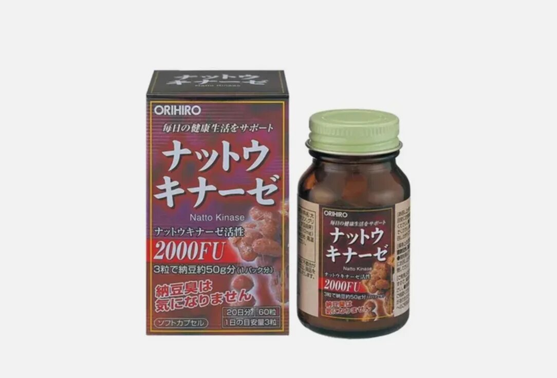 Orihiro Natto Kinase 2000FU Биологически активная добавка 60 шт
