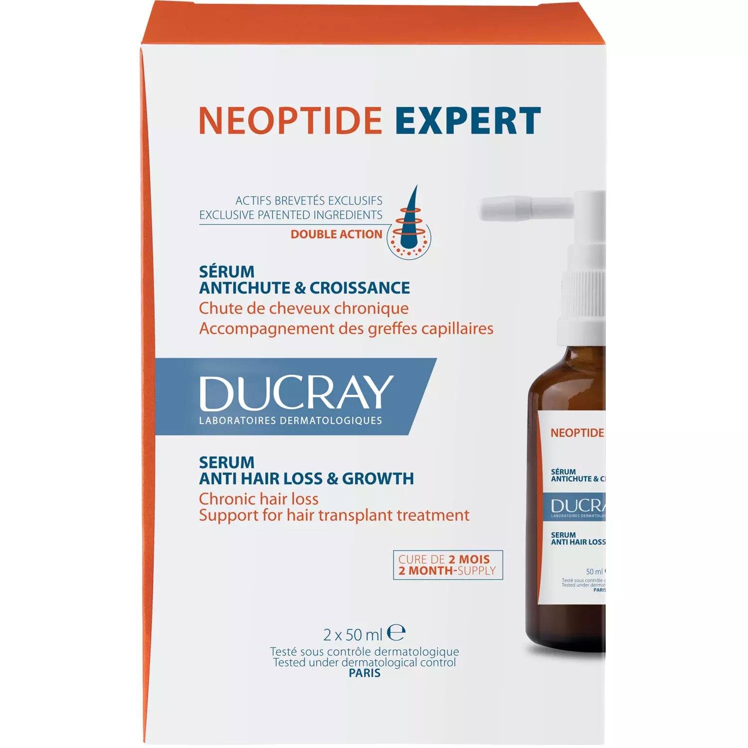 Сыворотка Ducray Neoptide Expert, для плотности волос, без отдушек, 2 флакона по 50 мл