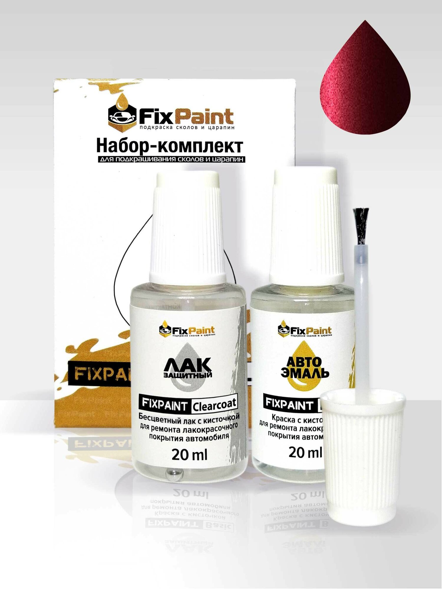 Подкраска RENAULT, код NNM, GRENAT, набор FixPaint Double, краска и лак для подкраски сколов и царапин