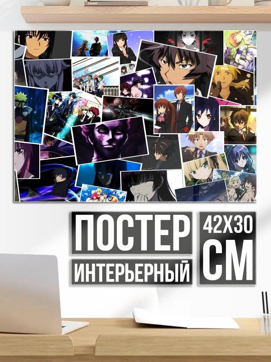 Плакат постер Коллаж аниме персонажей