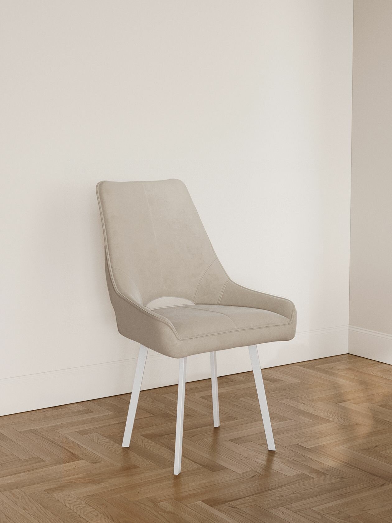 Стул для кухни Морган с мягким сиденьем, 50x65x95 см, Слоновая кость, микровелюр / Белый