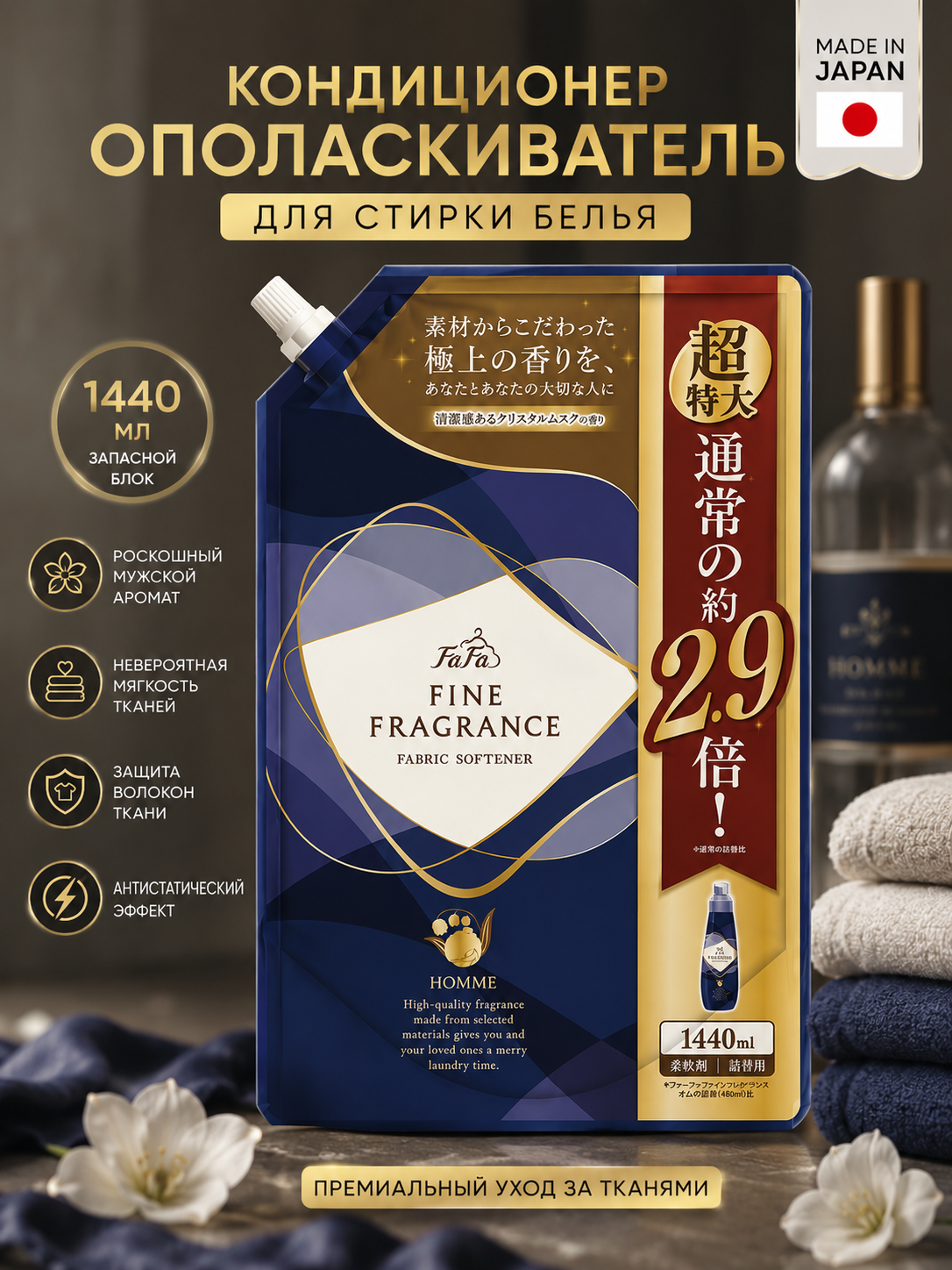 Кондиционер для белья Fine Fragrance парфюмированный 1440 мл
