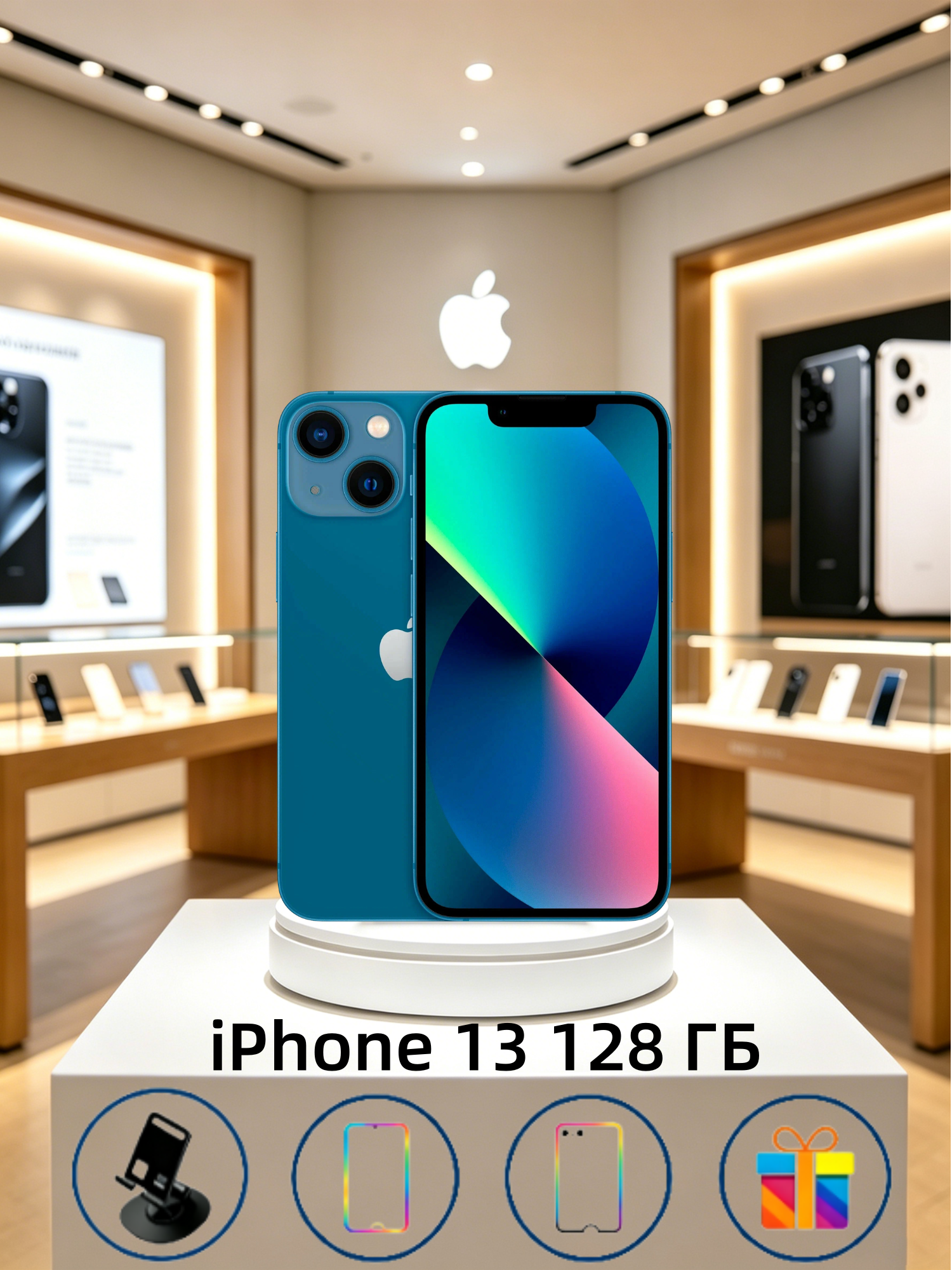 Смартфон Apple iPhone 13, 128 ГБ, цвет голубой, дисплей 6,1 дюйма, поддержка 5G