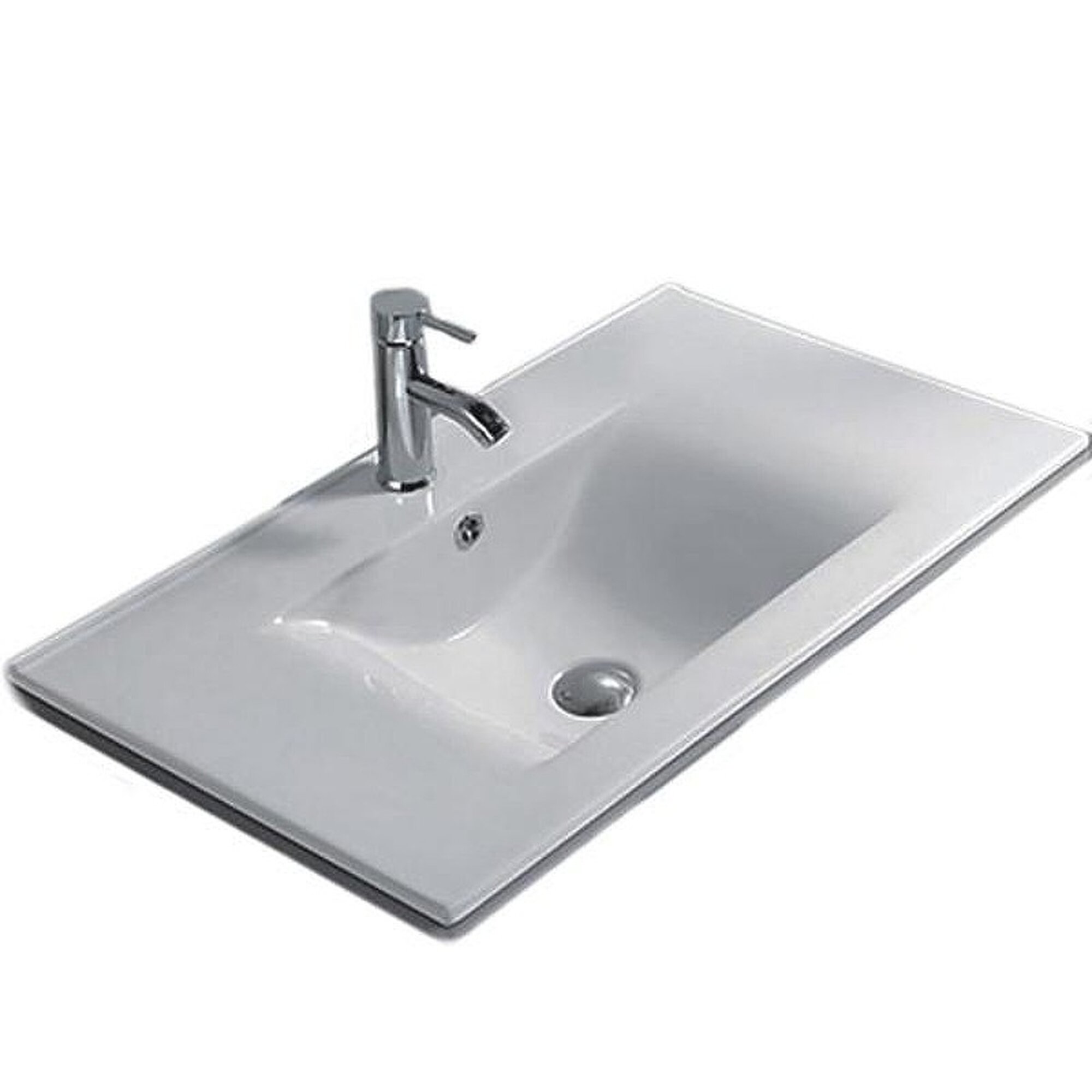Раковина для ванной CeramaLux JY-807-75, 17х46х76 см, фаянс, встраиваемая сверху, прямоугольная, белый