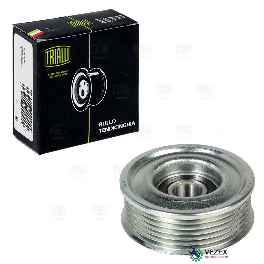 TRIALLI CM1208 Ролик привод. ремня для а/м Mazda 3 (03-)/(08-) 1.6i (опор.) А/С- ребрист. (CM 1208)