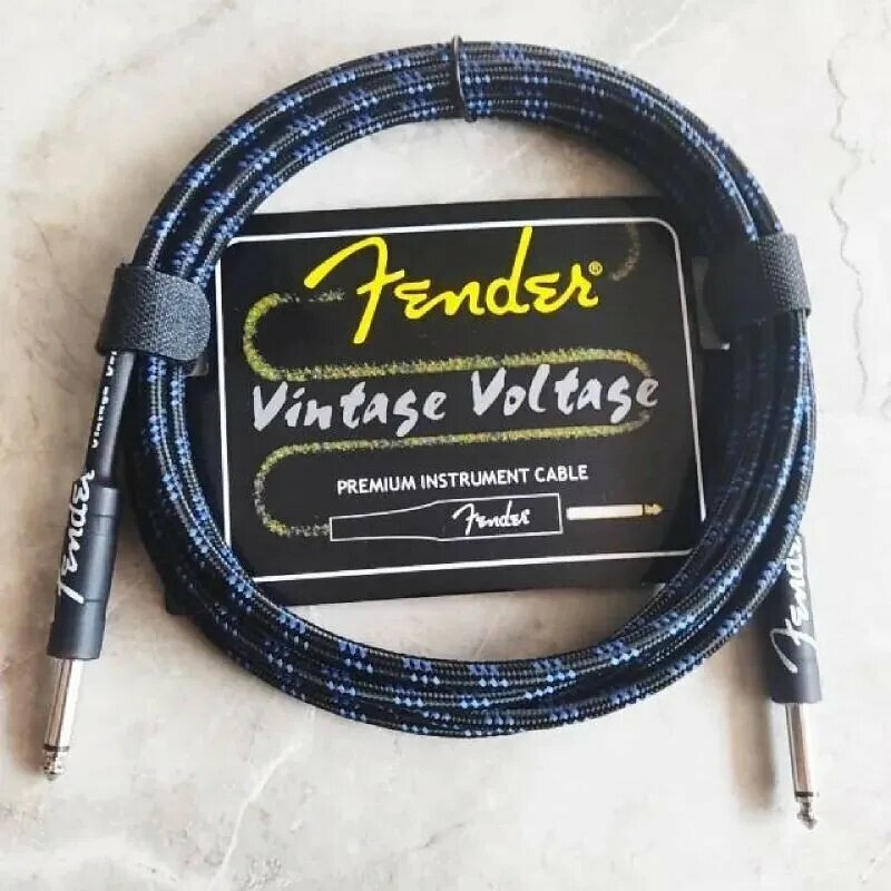 Премиум гитарный кабель синий 3 метра 6.3 jack Fender Vintage Voltage, шнур для электрогитары, электроакустической, полуакустики, провод музыкальных инструментов.