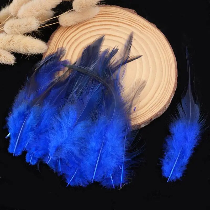 50 шт. перья курицы/петуха 7-15 см для декора Синий, Royal Blue 50pcs