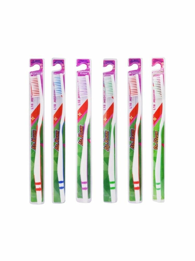 Dr.Clean Зубная щетка L18 Медиум, 6 шт
