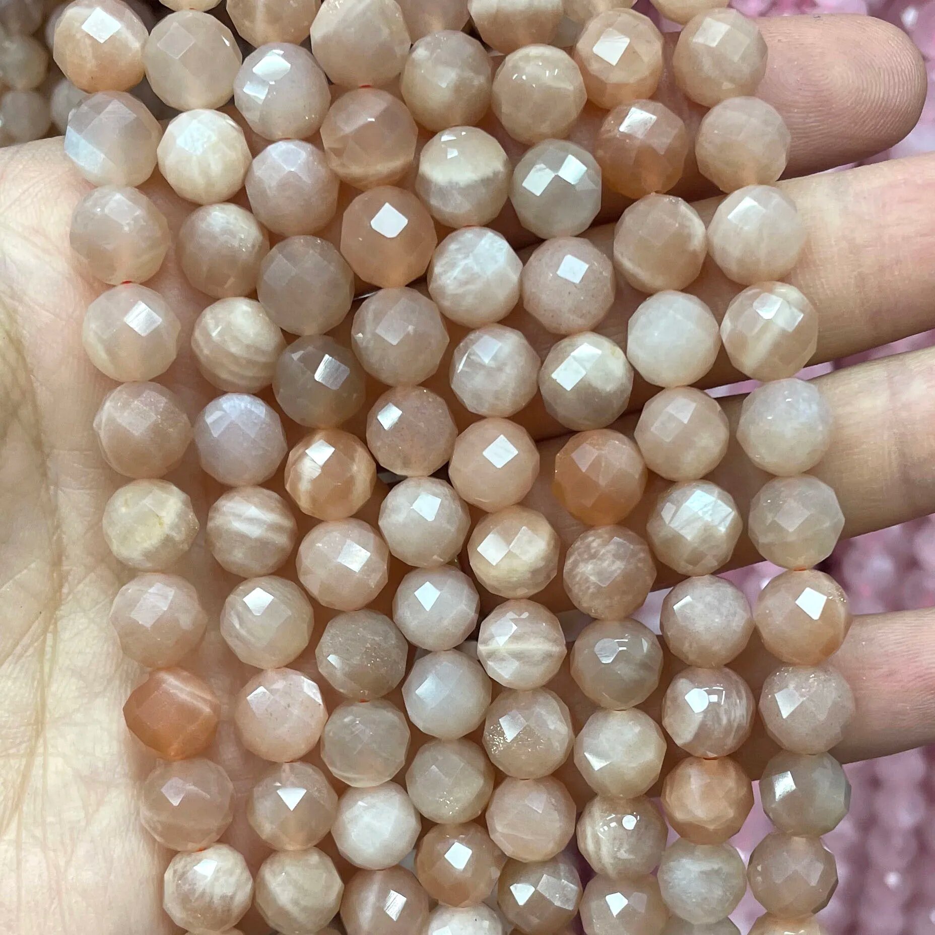Бусины из натурального камня, граненые, 6, 8, 10 мм, для изготовления 8mm 21-23pcs, Sunstone