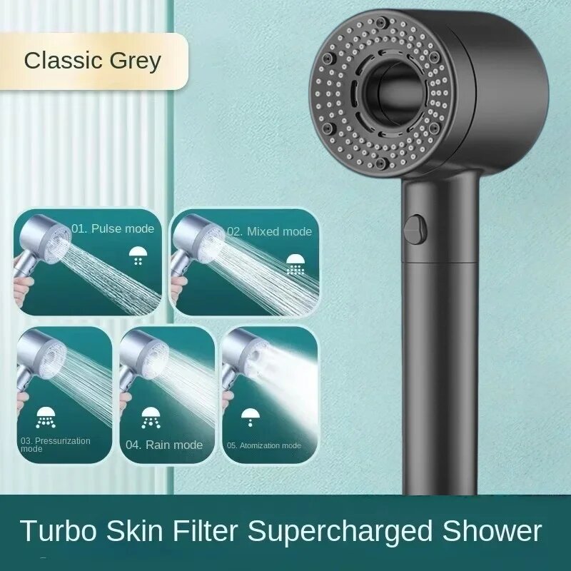 Душевая лейка Turbo Skin Filter, Classic Grey, 5 режимов