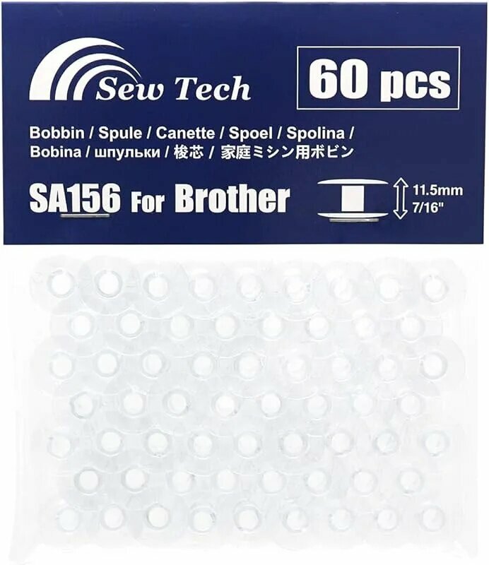 60 шт. шпульок SA156 для швейной машины Brother XM2701 CS6000i CS7000i GX37 XR3774 CS5055PRW XR9550PRW HC1850 CS8800PRW