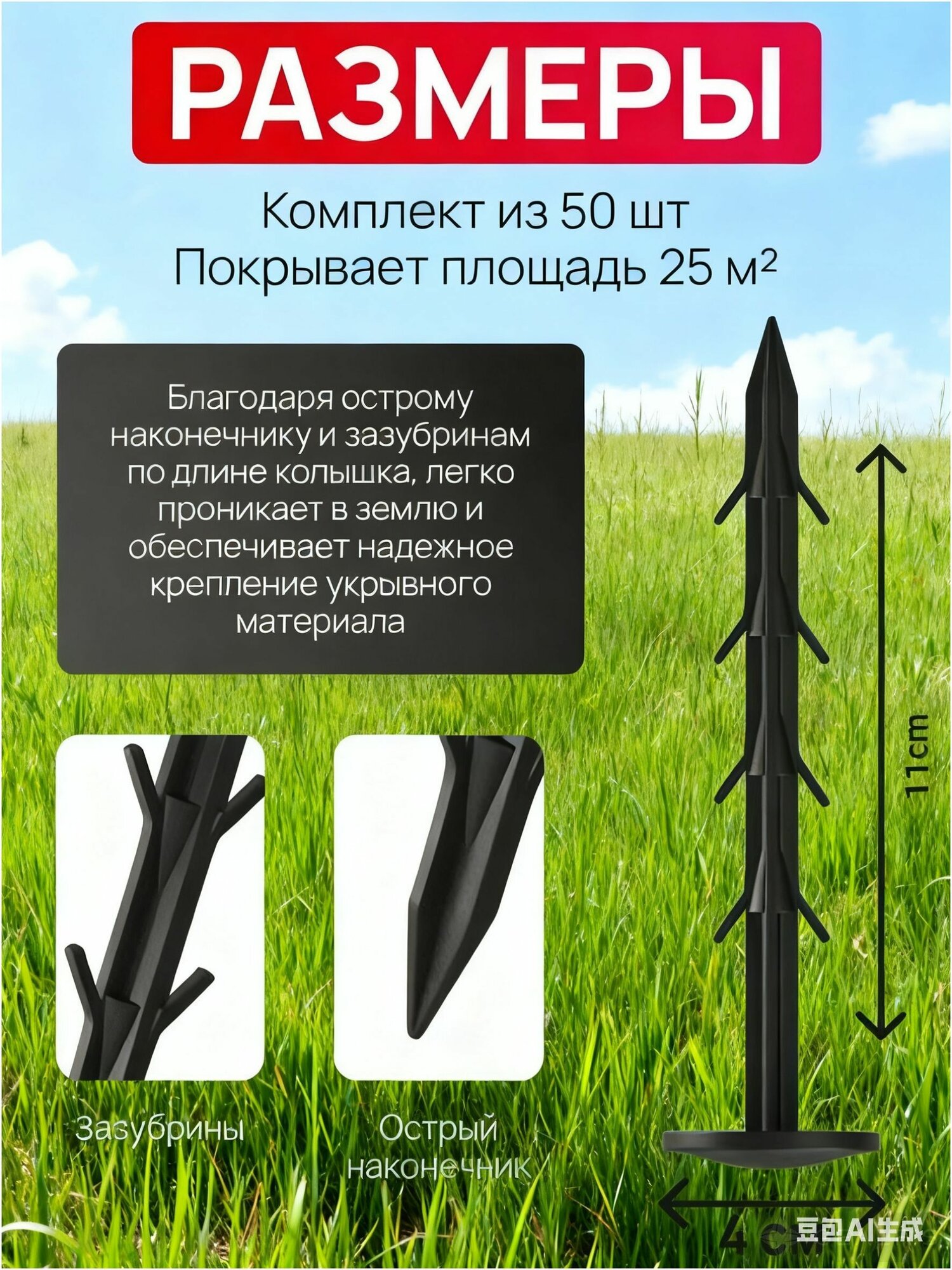 Гвоздь садовый110 х 34мм, ABS пластик, 50 шт