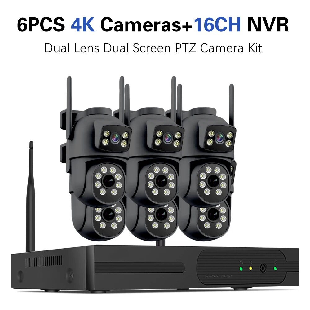 16-канальная беспроводная система видеонаблюдения CCTV 4K 8MP с двойной линзой, беспроводная IP-камера для безопасности на открытом воздухе, умный высококачественный видеорекордер, набор беспроводного NVR P2P