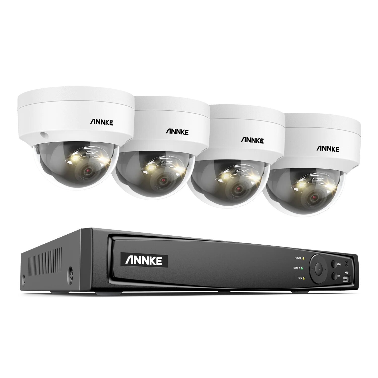 Система умных камер с двойным освещением Annke H.265+ 8CH 4K POE с объективом 2.8 мм, детектированием людей и транспортных средств, 4 камеры видеонаблюдения