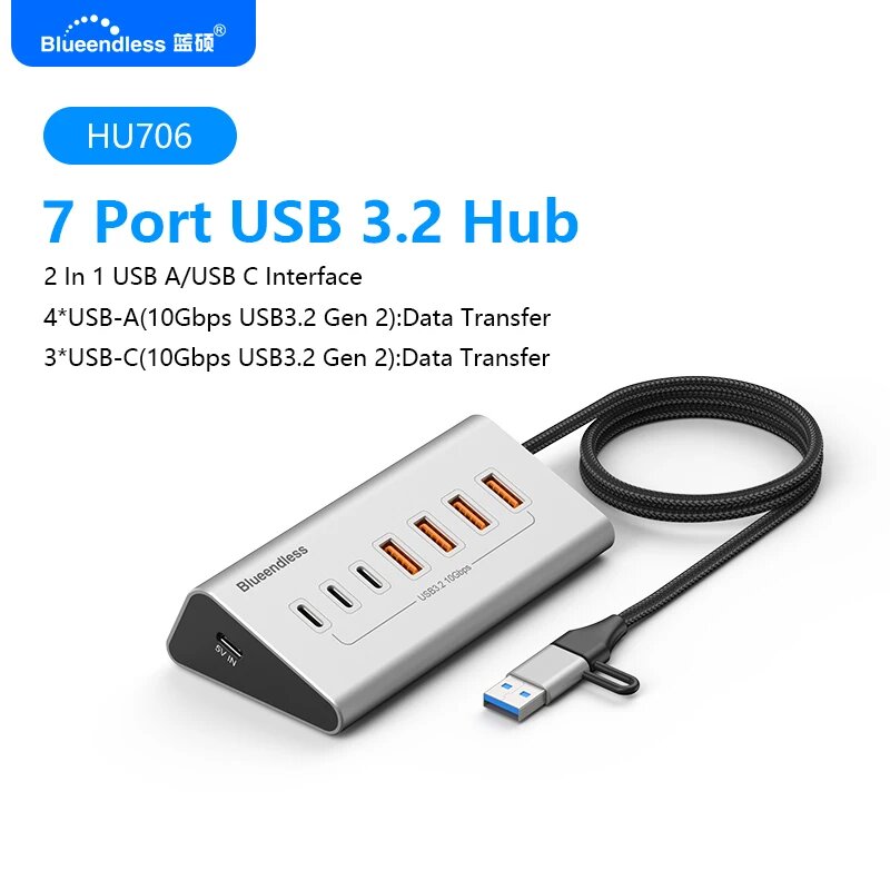 Blueendless USB 3.2 Хаб 7/10 портов HU706 no power