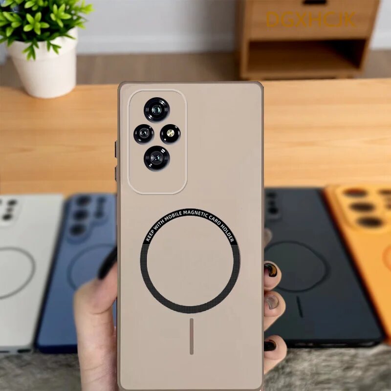 Красочный Магнитный Жесткий Силиконовый Чехол Для Honor 200 Pro ELI-AN00 ELI-NX9 Бежевый, XCK brown