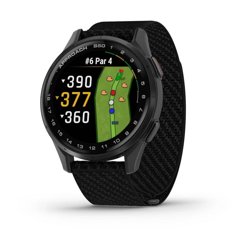 Умные смарт-часы Garmin Approach S50, 43mm, Black Nylon Band (010-03010-00)