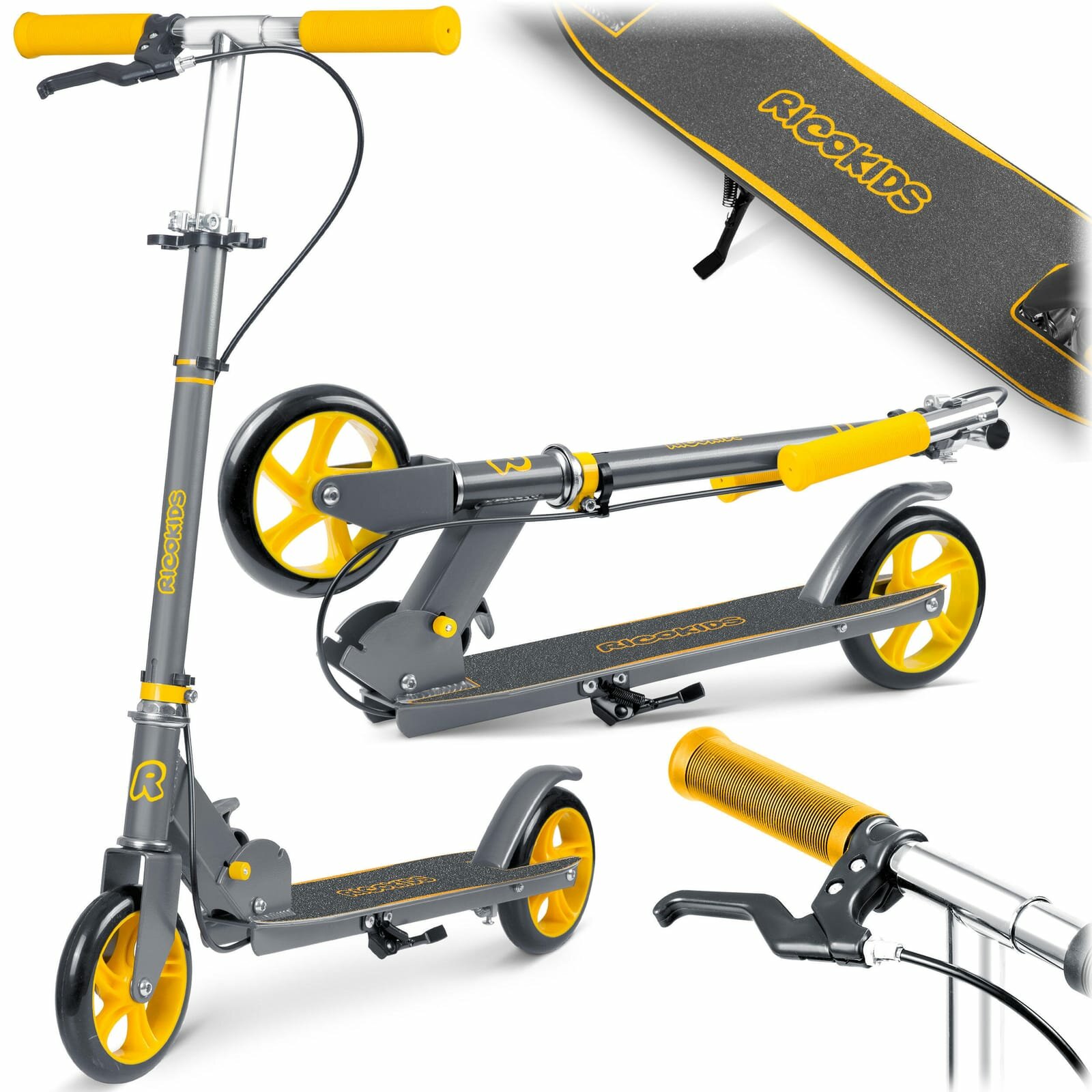 DECATHLON самокат decathlon ricokids kodi, серый/жёлтый