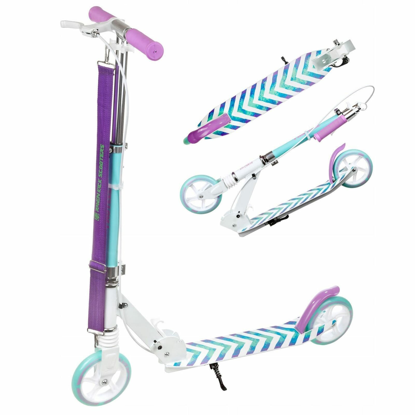 DECATHLON самокат Raven Pastelle 145мм, белый/зеленый/фиолетовый