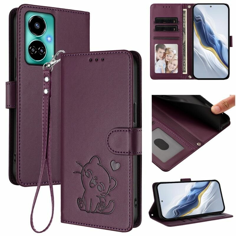 Чехол книжка для Техно Камон 19 и Камон 19 про ( Tecno Camon 19 и Camon 19 Pro ) кожаный с магнитной застежкой, с функцией подставки, коротким шнурком