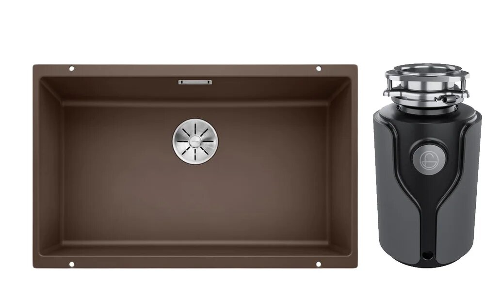 Комплект Мойка Blanco Subline 700-U 73x46, кофе, искусственный гранит / Измельчитель KUCHENSTERN Muhle 353MU35 механический, нержавеющая сталь