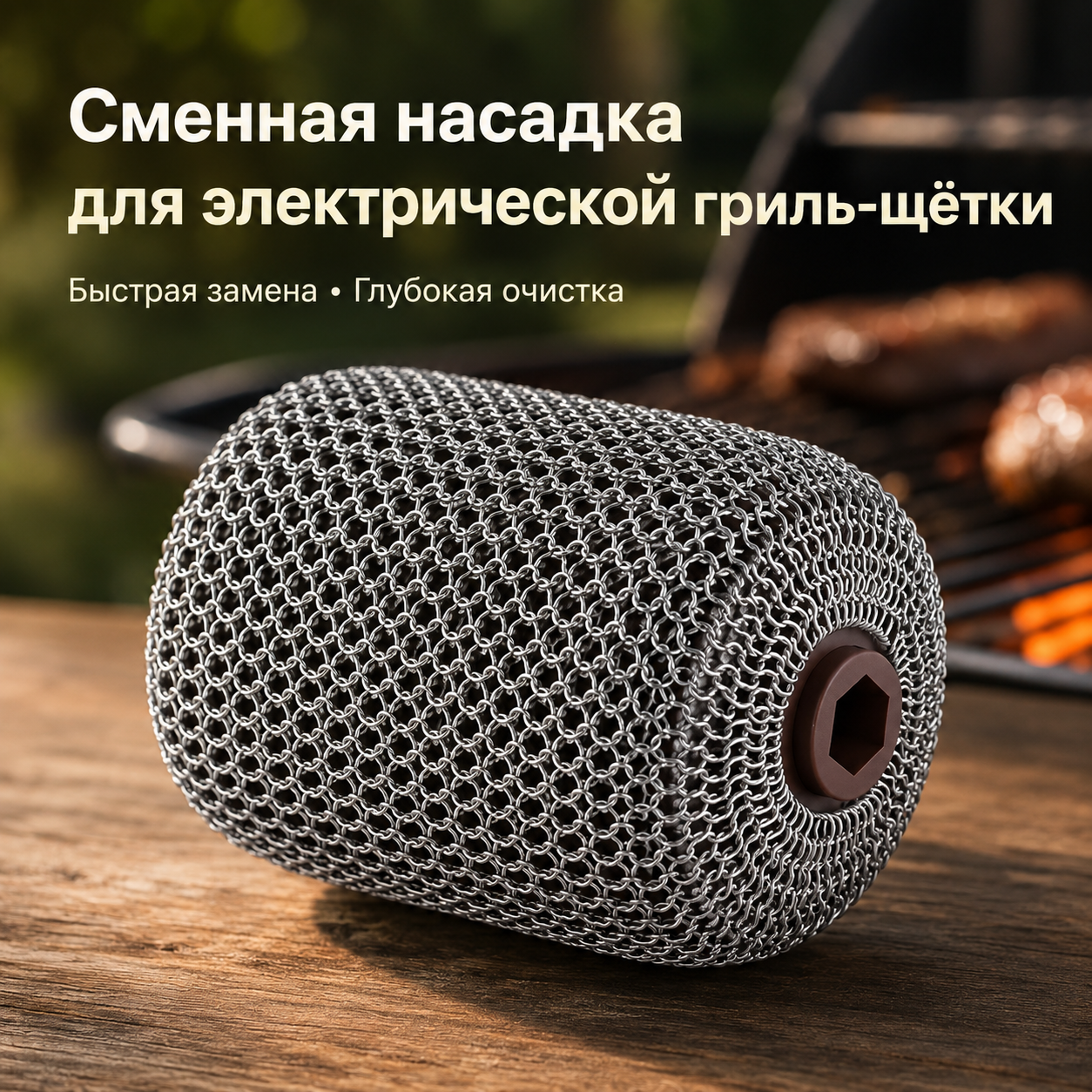 Сменная насадка для электрической щетки для гриля и барбекю, металлический ролик, 7,5 см