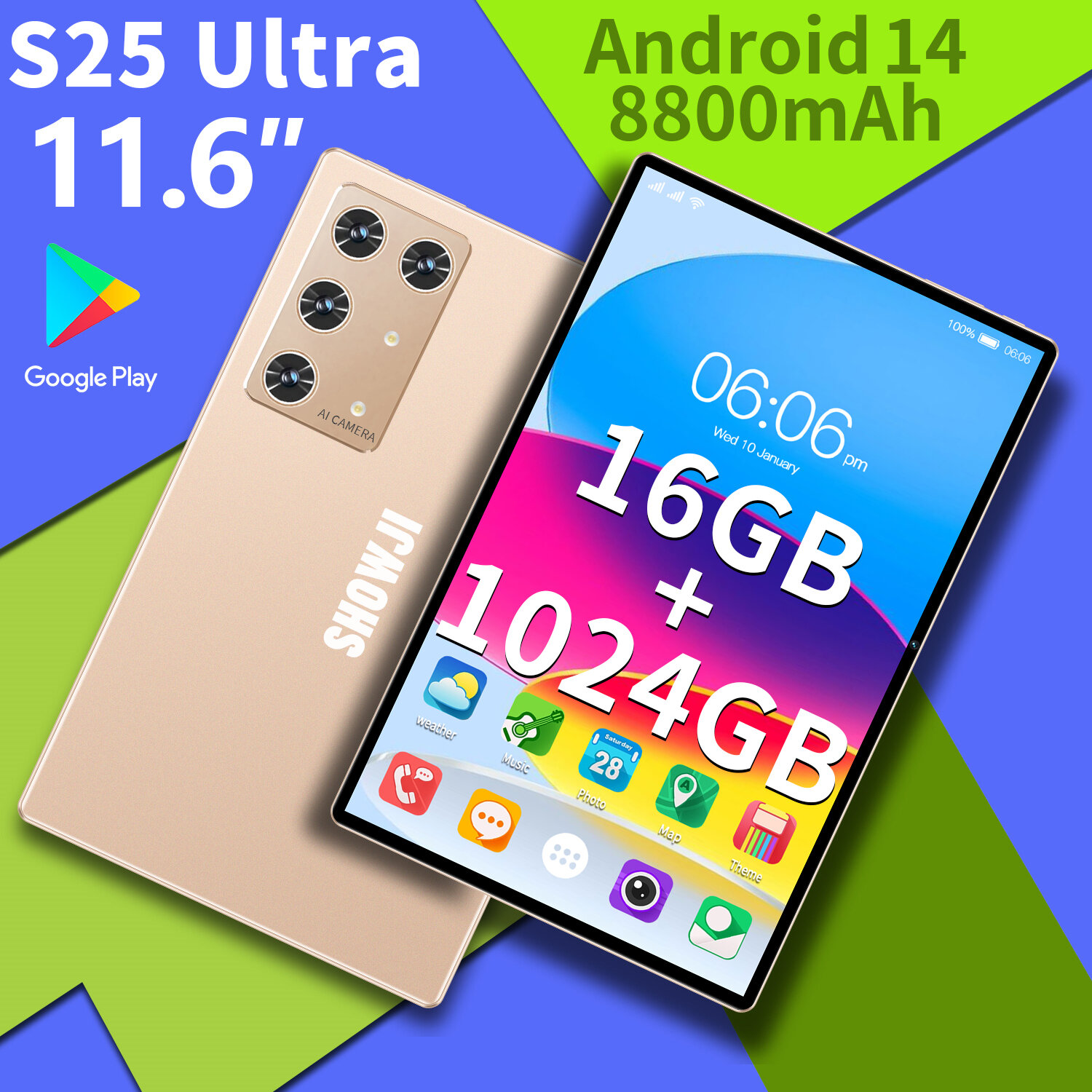 Планшет андроид для игр и работы 11.6" 12 ядер 16+1024 ГБ 8800мАч длительной работы Android 13 5G