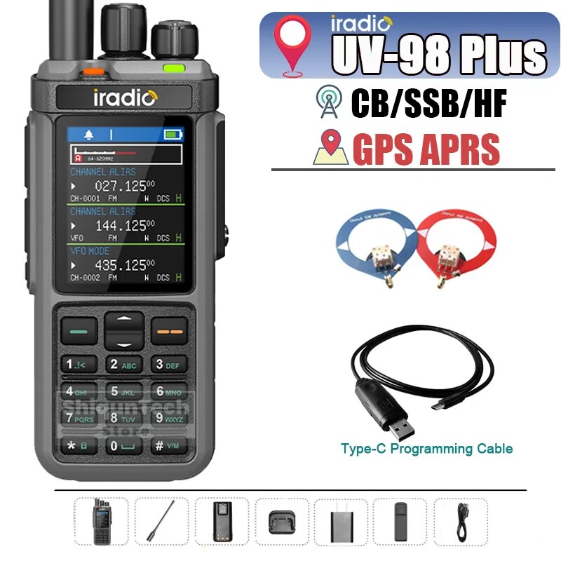 Iradio UV-98 PLUS GPS рация APRS Air Band 10W кросс-бендовый репеатер LSB CW CB SW MW LW SSB HF многобендовая 1024CH амортизированная рация