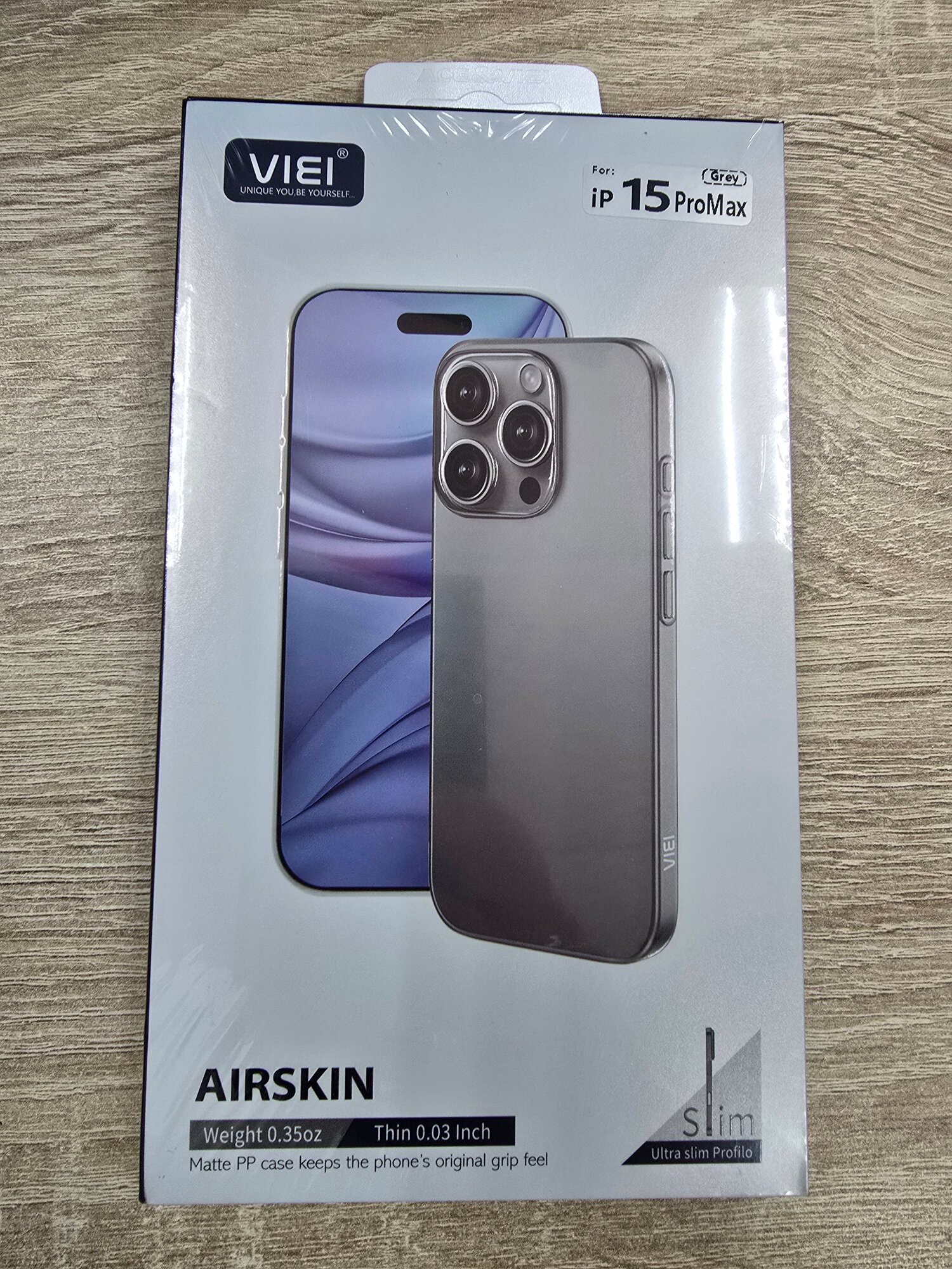 Чехол накладка для iPhone 15 Pro Max 6.7", VIEI AirSkin, 1 мм, Матовый, Серый