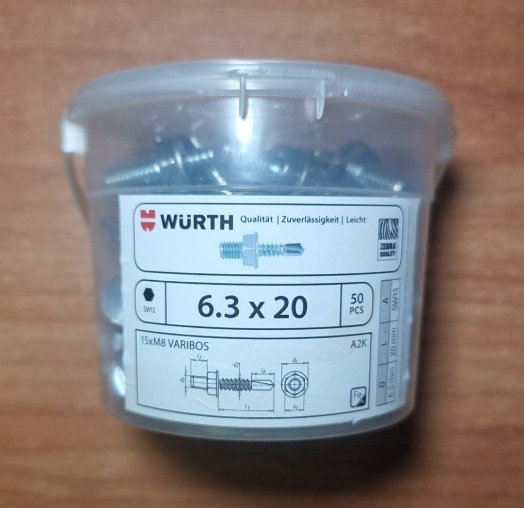 Самосверлящий винт Varibos 6.3x20 6xM6 (50 pcs) WURTH, Германия