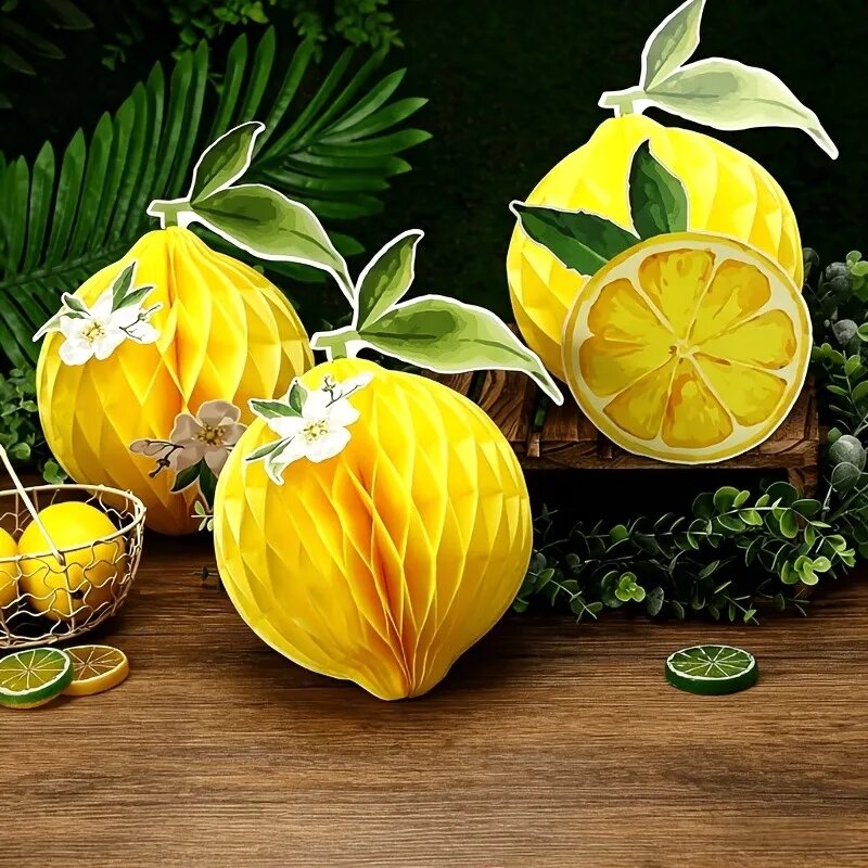 Лимонные шары-соты из бумаги 8pcs
