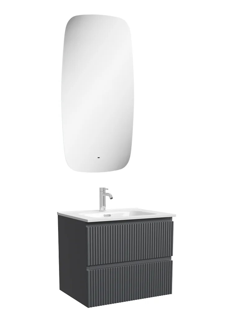 Мебель для ванной комнаты Sancos Сноб Р (Snob R) 60 темный антрацит матовый, раковина CN7001