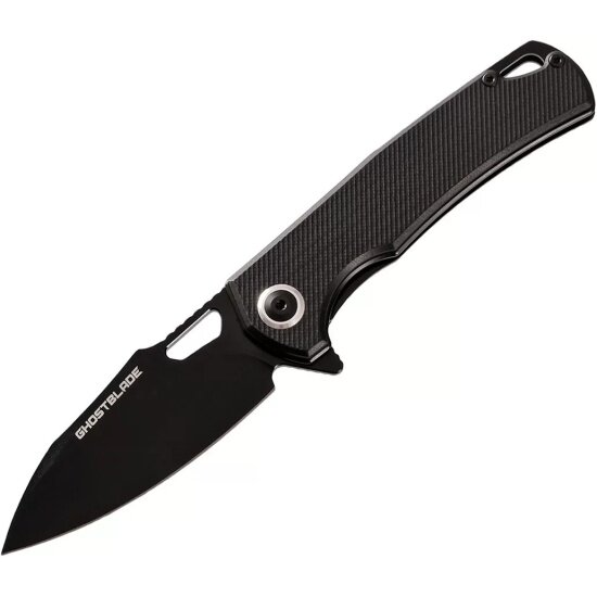 Ghostblade Нож складной Polter, сталь D2, 58-62 HRC, Spear-point, рукоять G10 чёрная, замок Liner lock, флиппер, 107 г