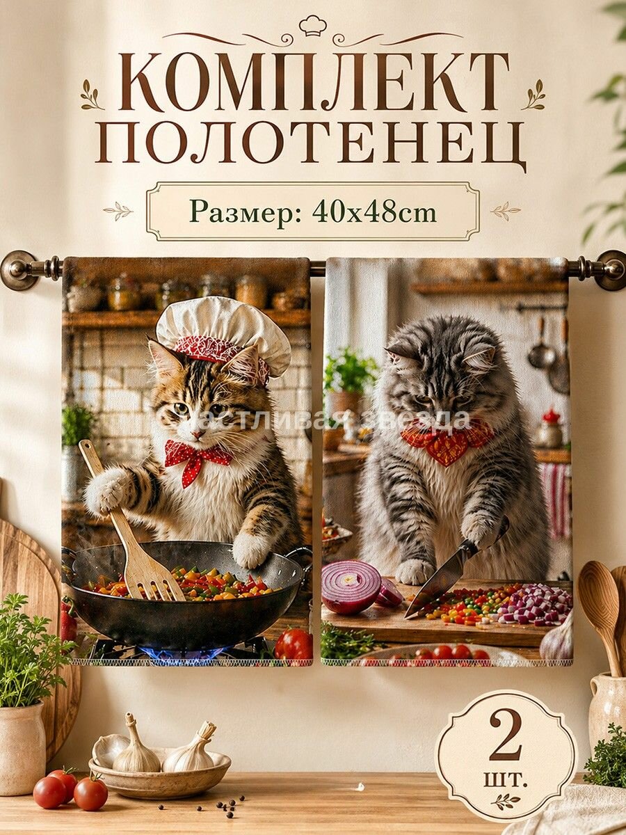Полотенце кухонное вафельное, 40x48 см, 2 штуки