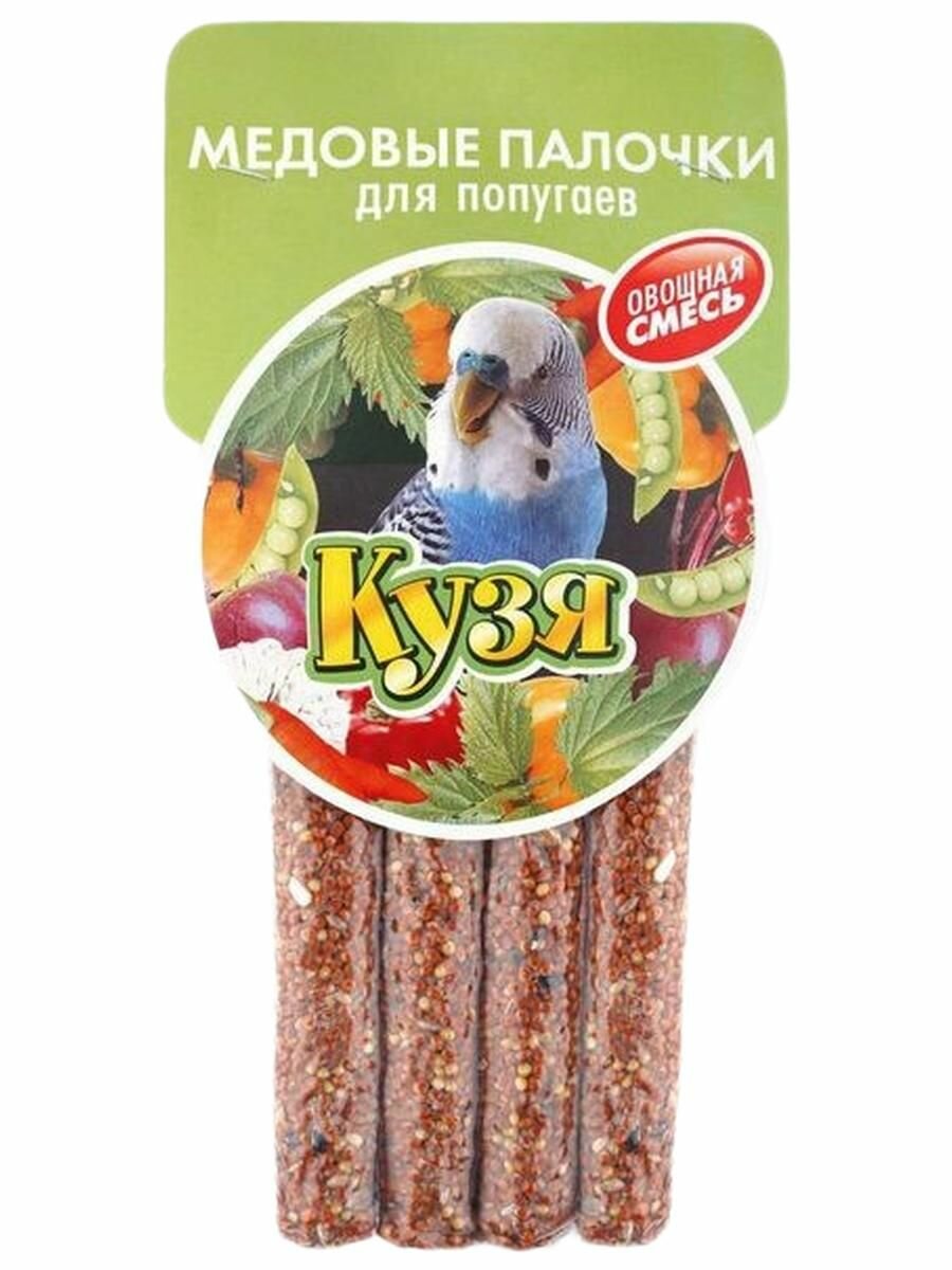 Кузя Медовые палочки для попугаев Овощная смесь 4шт