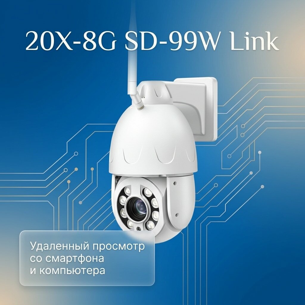 Уличная купольная 5 Мп поворотная Wi-Fi IP камера 20X-8G SD-99W Link