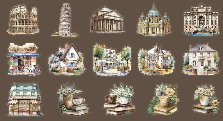 Наклейки для скрапбукинга, серые, 14 шт.