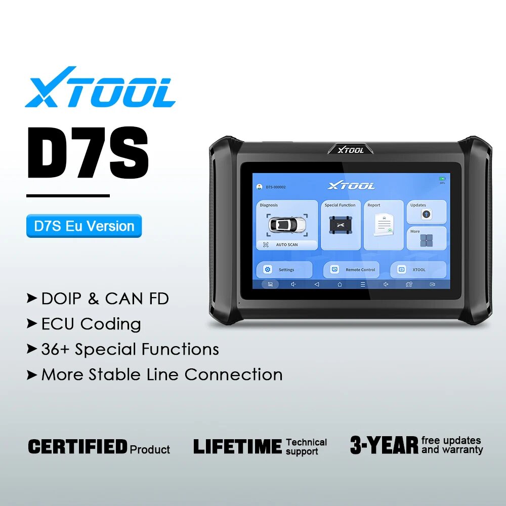 Сканер OBD2 XTOOL D7S V2.0 Сканер автомобиля для кодирования ЭБУ Двусторонний автомобильный инструмент Программатор ключей 39+ сбросов с CANFD DOIP FCA