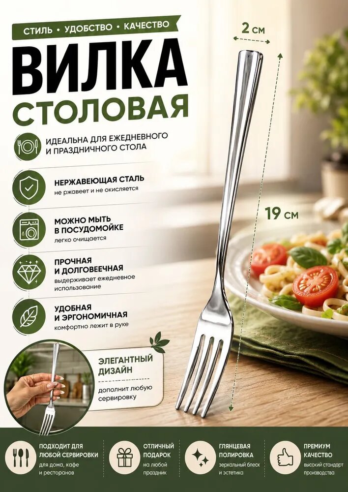 Вилка для салата Столовые вилки 6 предм. серебристый