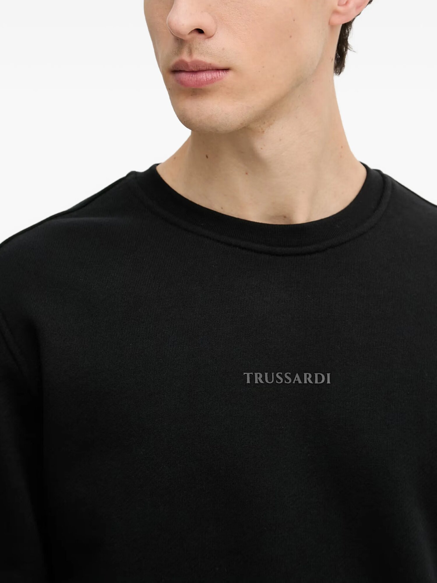 Свитер TRUSSARDI Logo-print crew-neck sweater, размер 54, , black/black — фото 1