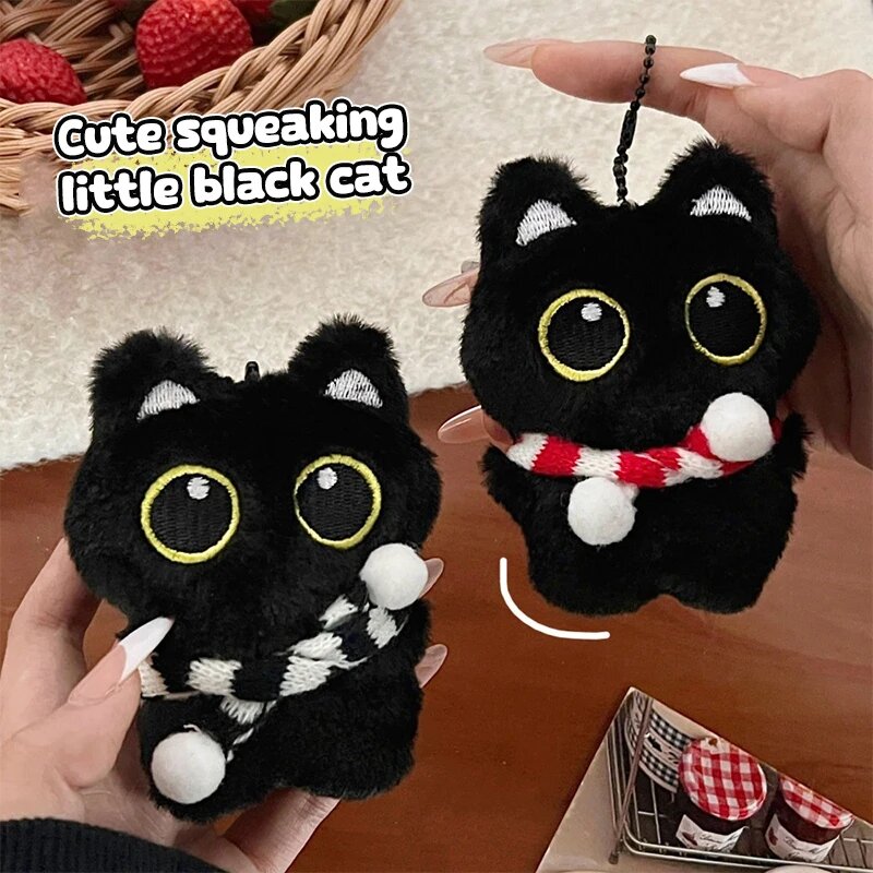 Плюшевый брелок черный кот, Цвет: 1pc