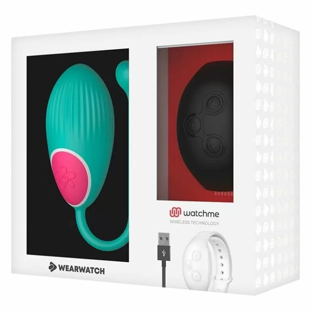 Ребристое виброяйцо Dream Love WEARWATCH EGG WIRELESS TECHNOLOGY WATCHME AQUAMARINE /JET BLACK, 8.5 см