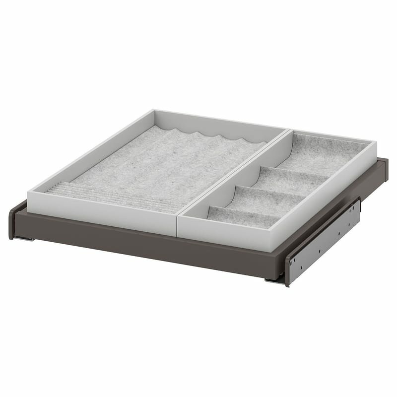 Корзина для хранения IKEA KOMPLEMENT выдвижная полка с вставкой 694.370.56, 50x58 см, темно-серый/светло-серый