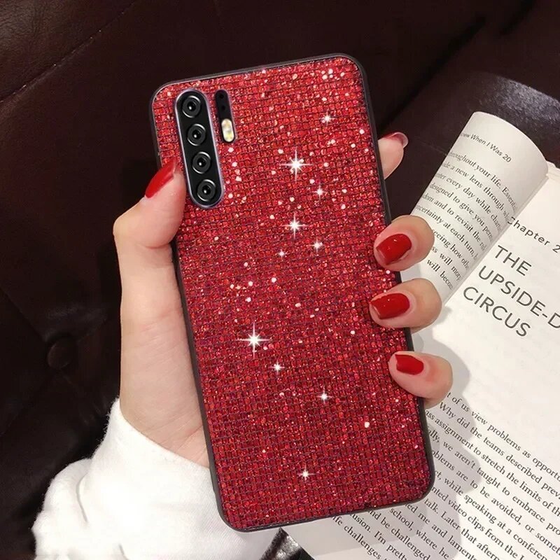 Блестящий чехол для телефона с пайетками для Redmi Note 11 10 9 8 Pro Красный, Red, Redmi Note 8 Pro